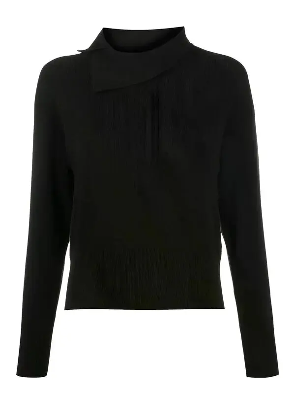 Kenzo Ribbed High Neck Long Sleeve Top - Black