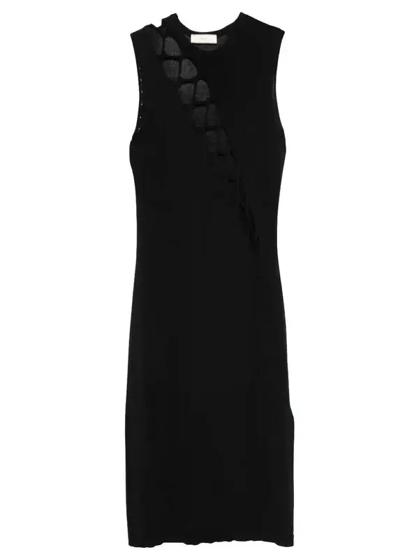 AKEP Fine-knit Dress With Cut-out Detailing - Black