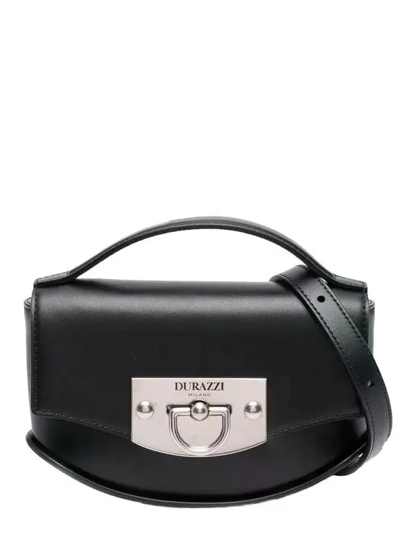 DURAZZI MILANO Flip-lock Leather Shoulder Bag - Black