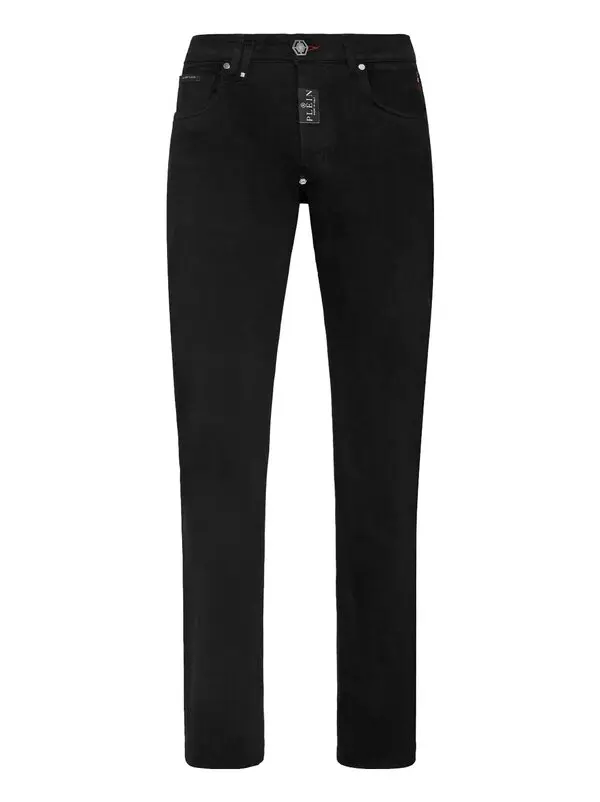 Philipp Plein Supreme Logo-plaque Straight-leg Jeans - Black