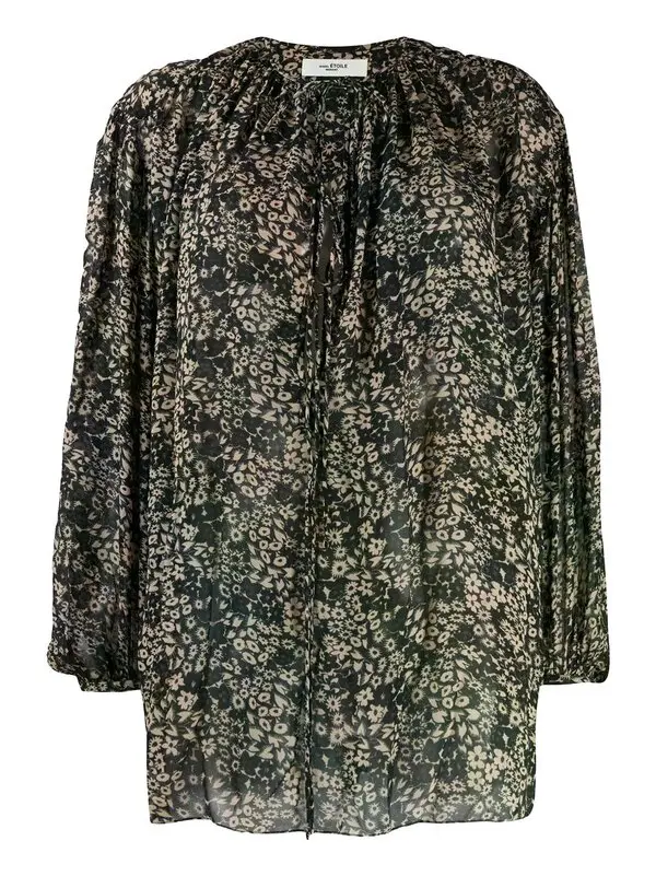 MARANT ETOILE Liliana Oversized Floral-print Blouse - Black