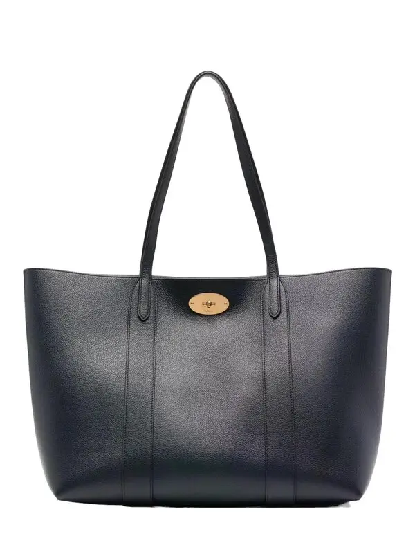 Mulberry Grained Leather Tote Bag With Twist-lock Closure - Blue