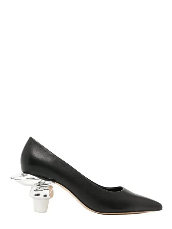 Mihara Yasuhiro Leather Pumps With Sculptural Heel - Black
