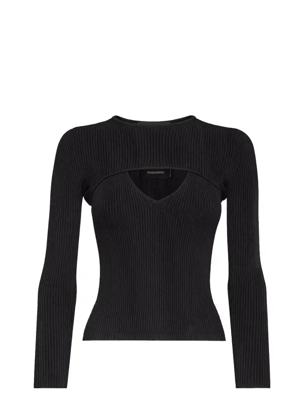 Dsquared2 Ribbed Cut-out Top - Black