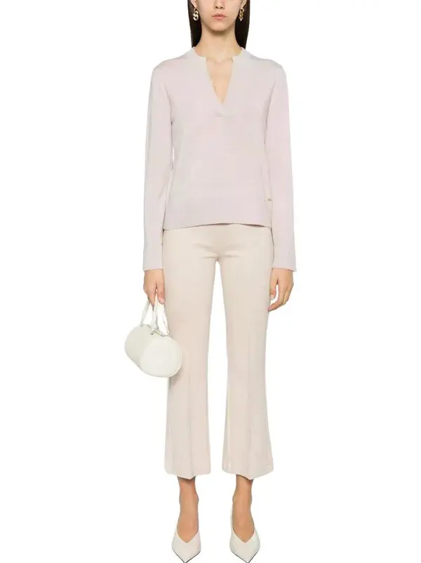 BLANCA VITA Flared Jersey Trousers - Neutrals
