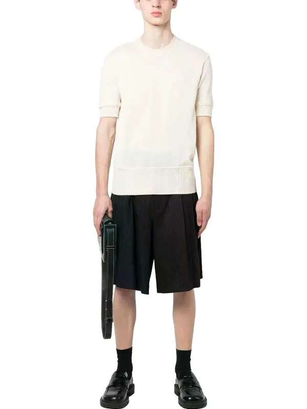 MAISON MARGIELA Ripped-edge Knitted T-shirt - Neutrals