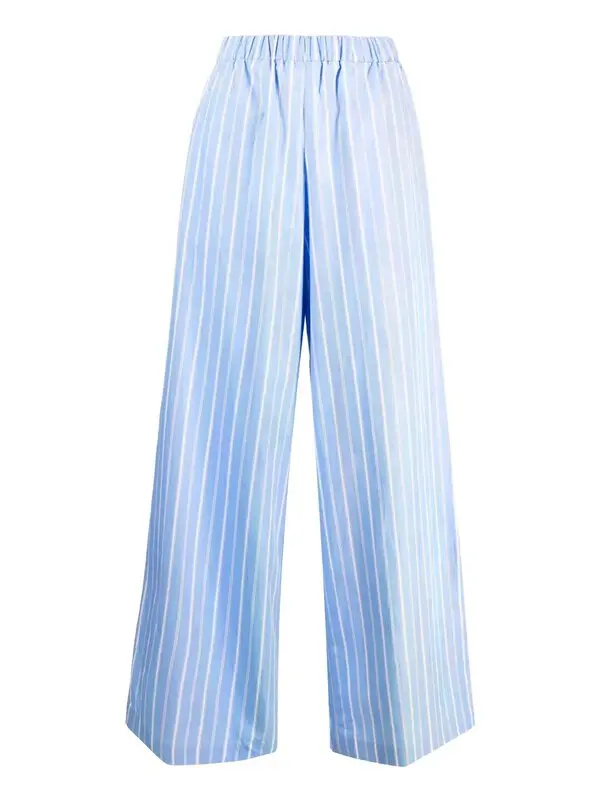 WOERA Striped Palazzo Pants - Blue
