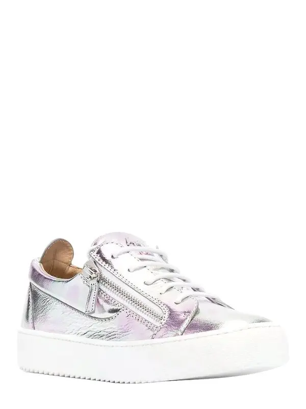 GIUSEPPE ZANOTTI Metallic Leather Low-top Sneakers - Silver