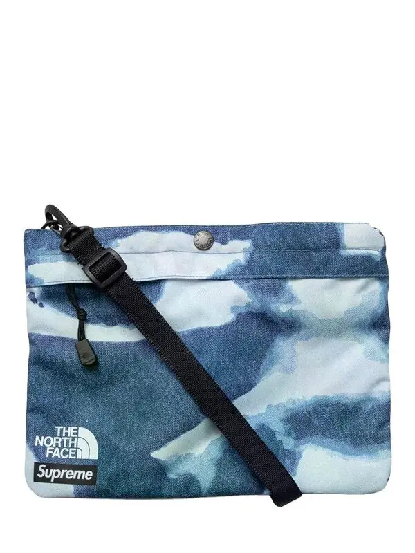 Supreme X The North Face Bleached Denim-print Shoulder Bag - Blue