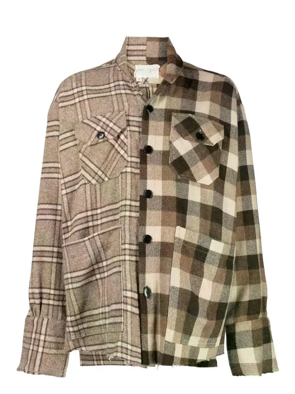 GREG LAUREN Mix-print Long-sleeve Shirt - Brown