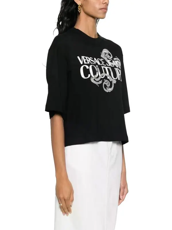 Versace Logo Print Cotton T-shirt - Black