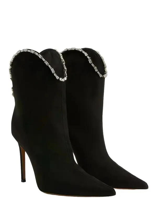 Alexandre Vauthier Crystal-embellished Detail 105mm Boots - Black