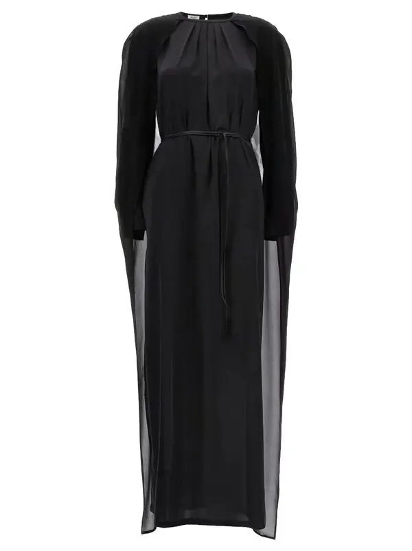 DI.LA3 PARI' Di.la3 Pari Maxi Cape Dress With Belt - Black