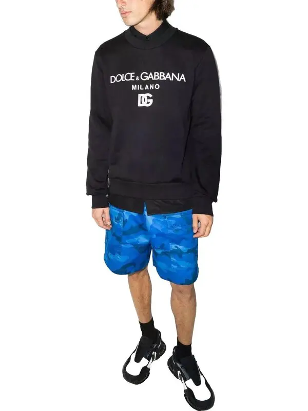 Dolce & Gabbana Logo-embroidered Cotton Sweatshirt - Black