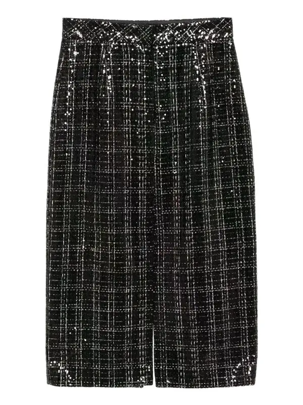 Dice Kayek Sequin Embellished Tweed Midi Skirt - Black