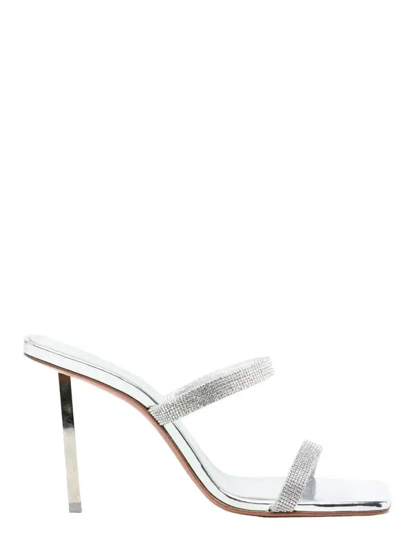 Amina Muaddi 100mm Crystal Embellished Stiletto Sandals - Silver