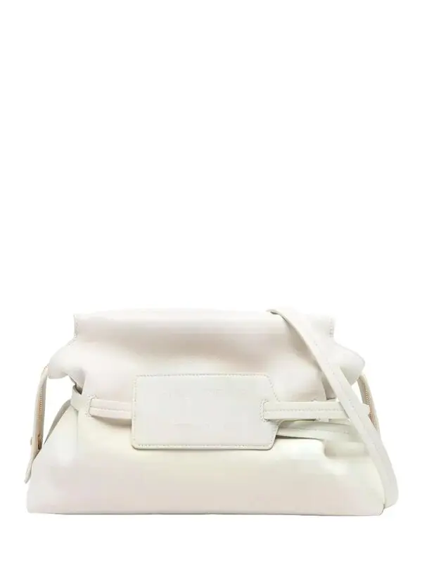 Off-White Grained Leather Clutch With Zip Tie Detail - Neutrals