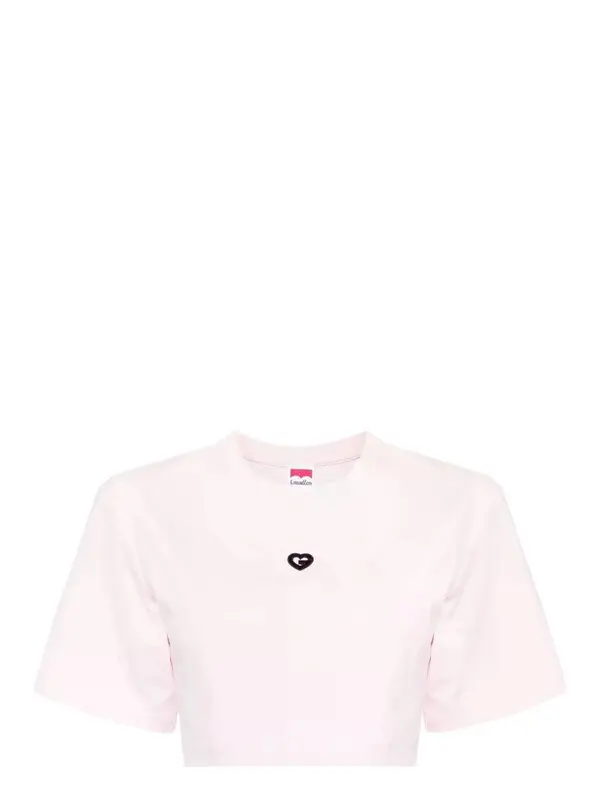GROUND ZERO Logo-embroidered Cropped T-shirt - Pink
