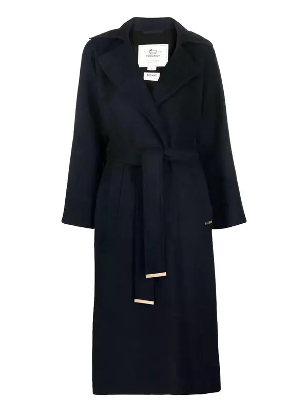 Woolrich Belted Wool Blend Coat - Blue