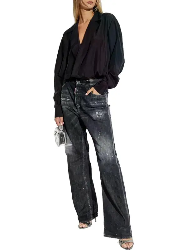 Dsquared2 Silk Blouse With Chain Detail - Black