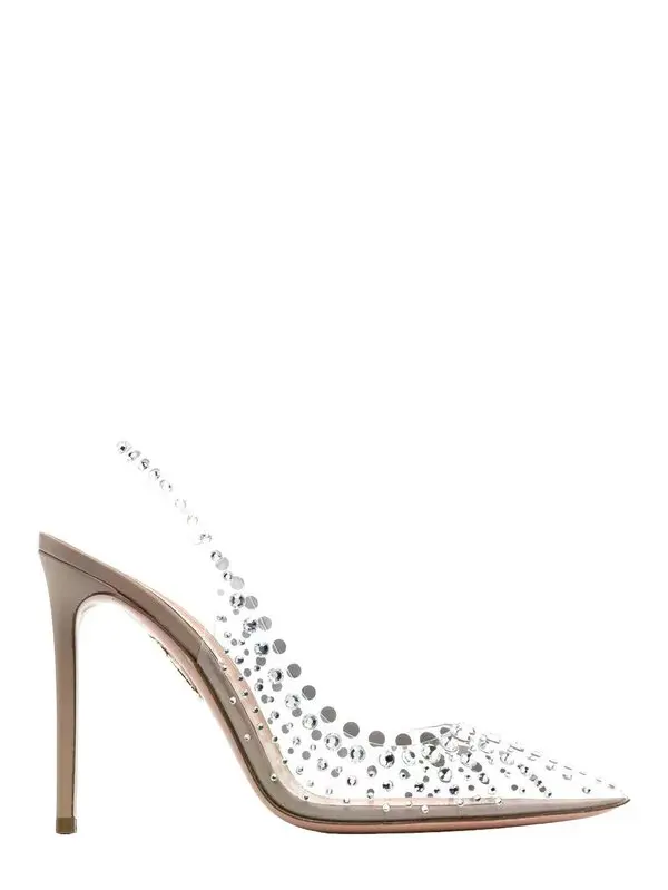 AQUAZZURA Starburst 105mm Pointed-toe Slingback Pumps - Neutrals