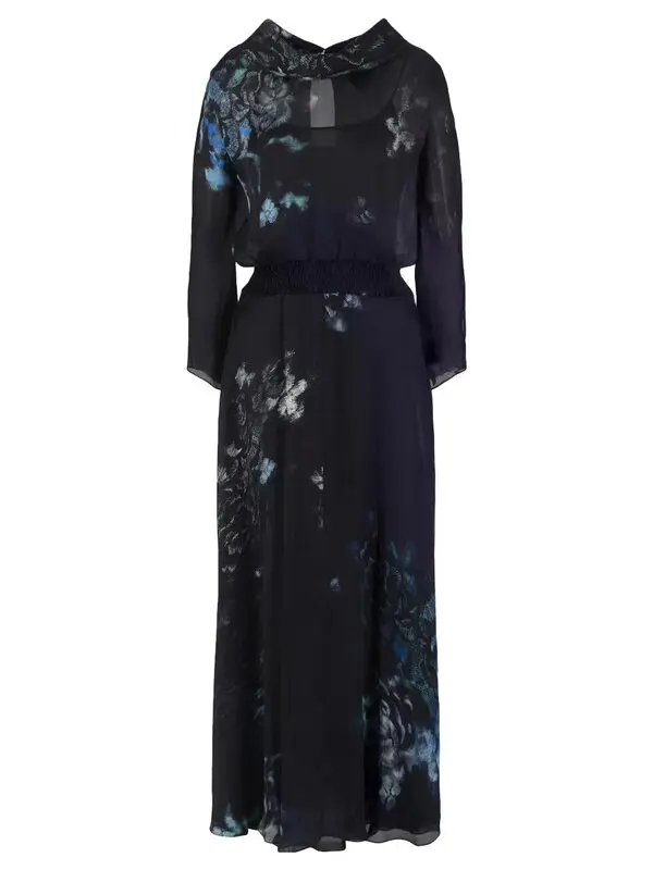 Giorgio Armani Floral-print Silk Maxi Dress - Black