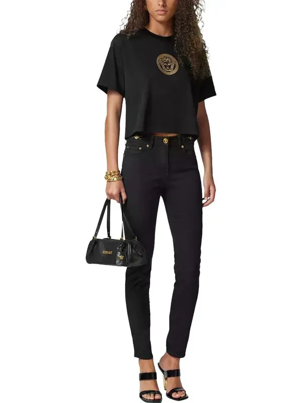 Versace Tag Bowling Shoulder Bag - Black