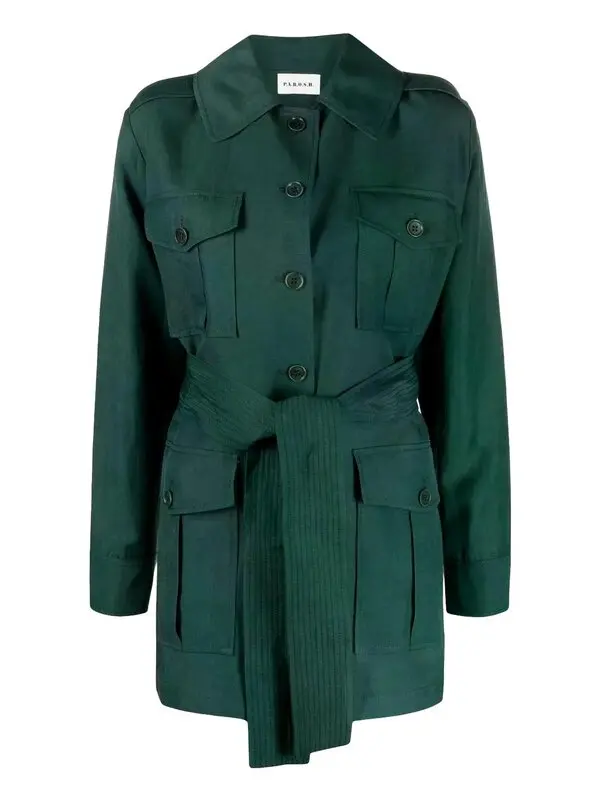 P.a.r.o.s.h Belted Short Trench Coat - Green