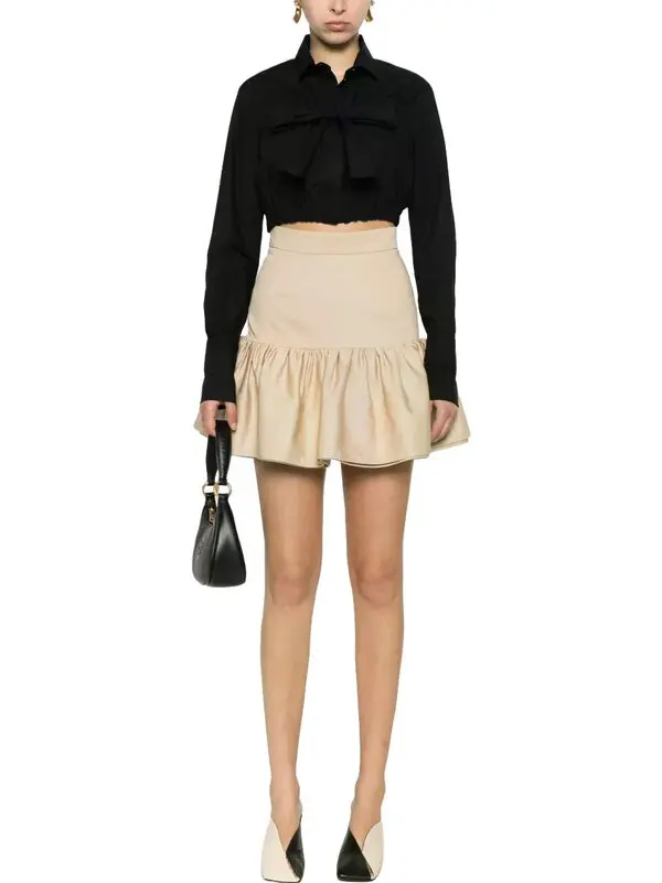 PATOU Ruffled Cotton Miniskirt - Neutrals