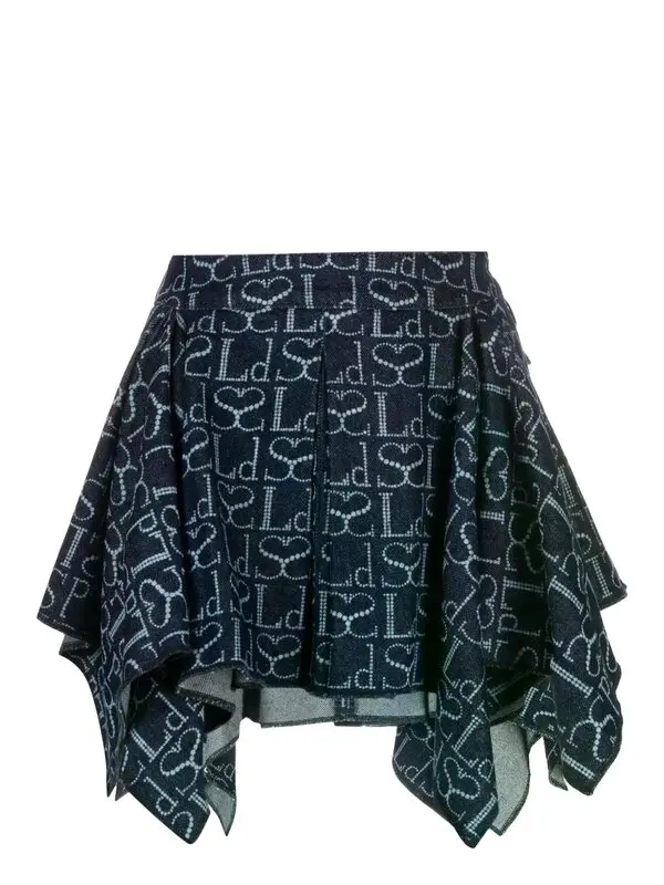 LUDOVIC DE SAINT SERNIN Monogram Asymmetric Miniskirt - Blue