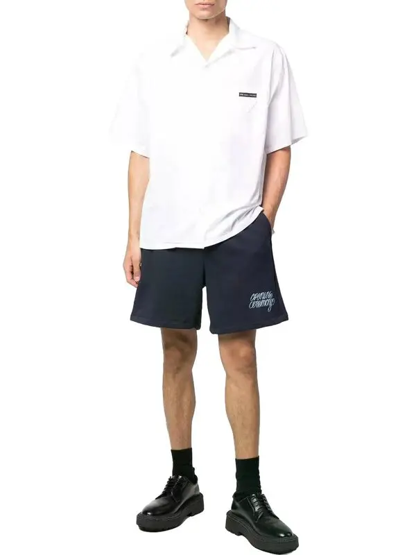 Opening Ceremony Embroidered Logo Loopback Knit Track Shorts - Blue