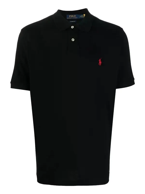 Polo Ralph Lauren Embroidered-logo Detail Polo Shirt - Black