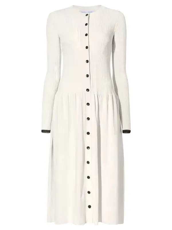 Proenza Schouler White Label Ribbed Knit Button-up Midi Dress - Neutrals