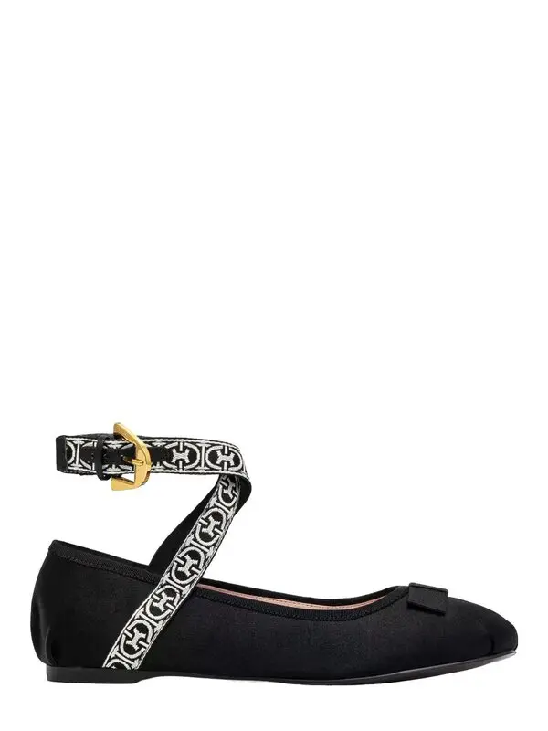 COCCINELLE Ankle Strap Ballerina Shoes - Black