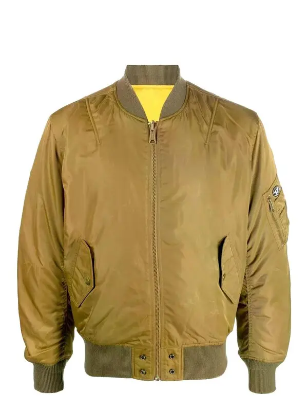DIESEL® Logo Patch Zip-front Bomber Jacket - Green