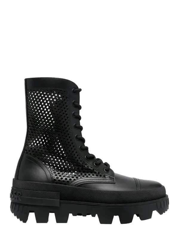 Moncler Carinne Perforated Lace-up Ankle Boots - Black