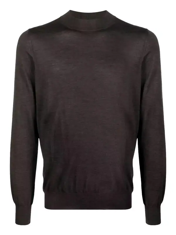 BARBA NAPOLI High-neck Virgin Wool Jumper - Brown