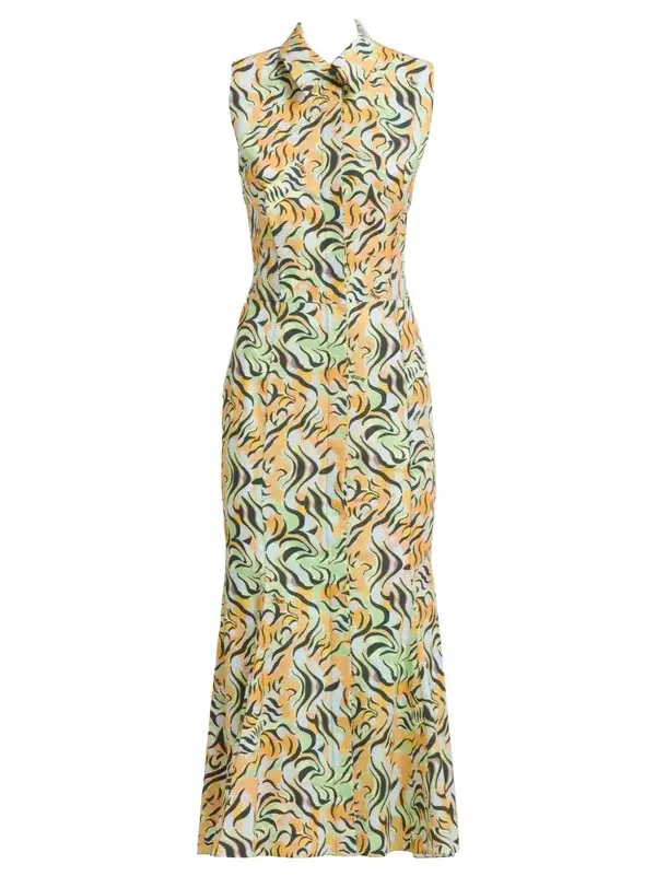 Marni Floral-print Cut-out Midi Shirt Dress - Orange