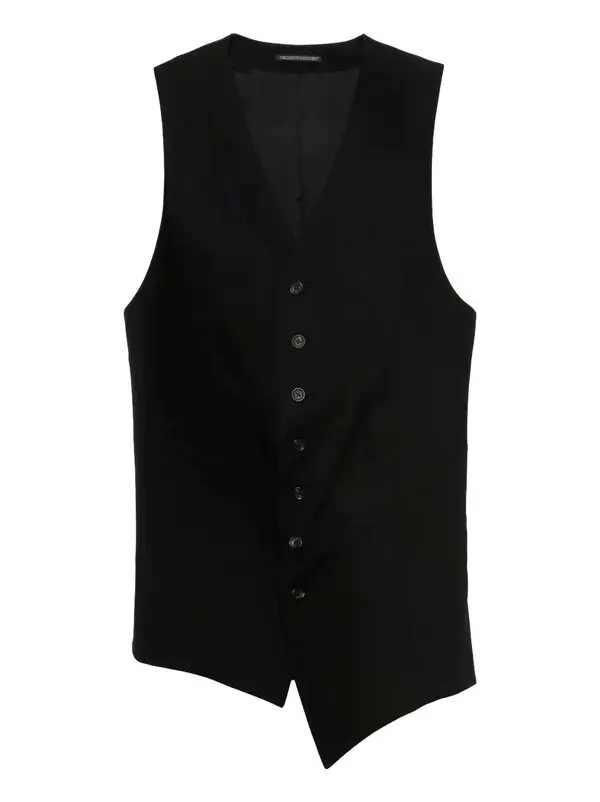 Yohji Yamamoto Asymmetrical Wool Waistcoat - Black