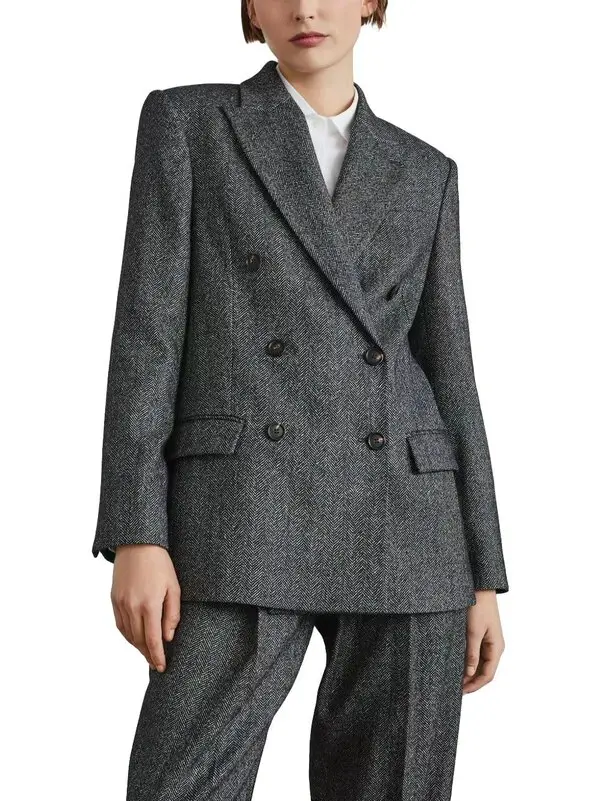 Brunello Cucinelli Double-breasted Herringbone Blazer - Grey