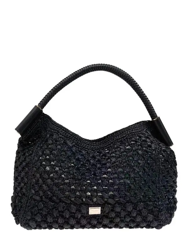 Dolce & Gabbana Woven Tote Bag With Logo Plaque - Black