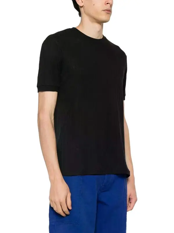 WINNIE N.Y.C Pointelle-knit Cotton T-shirt - Black