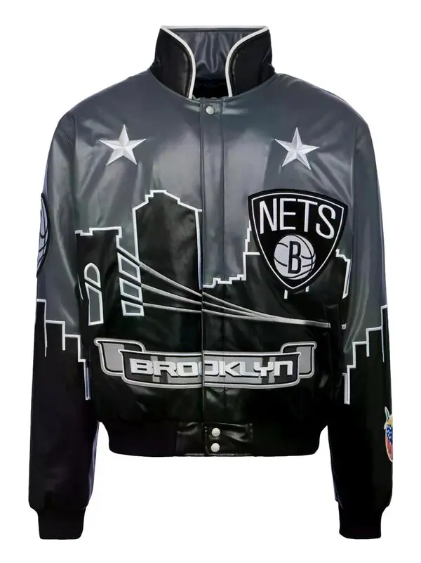 JEFF HAMILTON Brooklyn Nets Varsity Jacket - Black