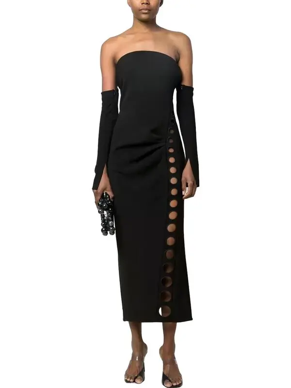 Cult Gaia Off-shoulder Long Sleeve Midi Dress - Black