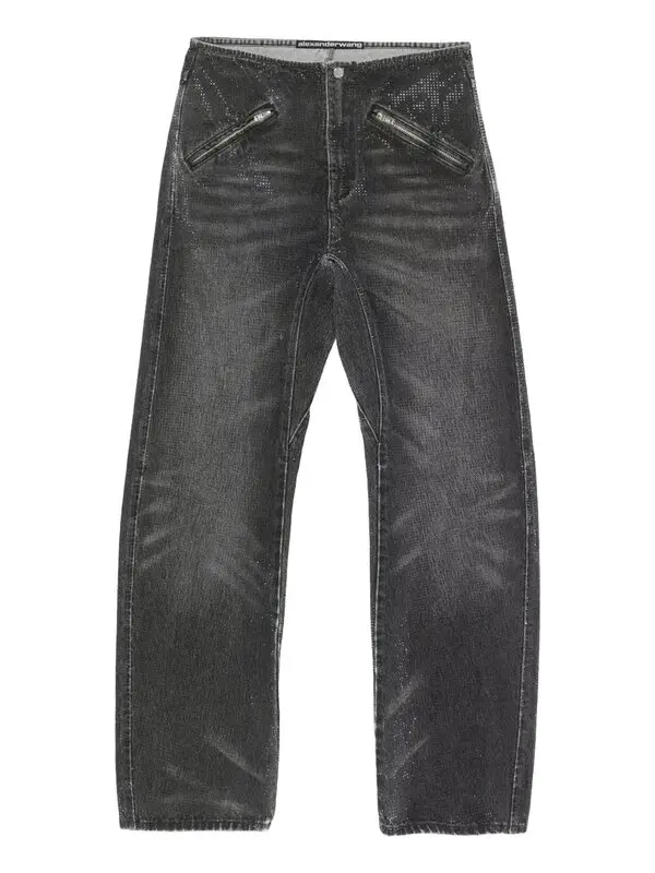 Alexander Wang Embellished Moto Jeans - Grey