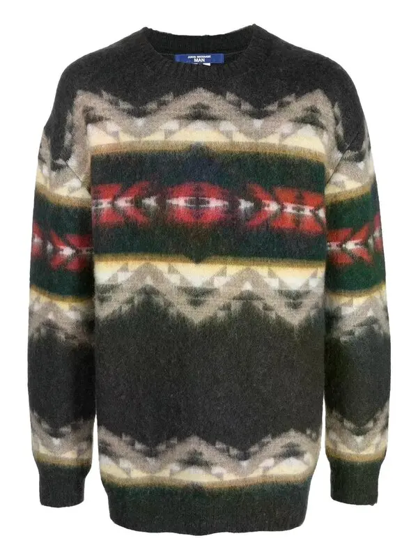 Junya Watanabe Intarsia Knit Oversized Jumper - Grey