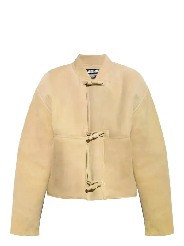 Jacquemus Cropped Sheepskin Jacket With Toggle Fastening - Neutrals