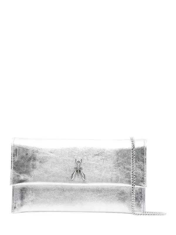 Patrizia Pepe Metallic-effect Leather Clutch Bag - Silver