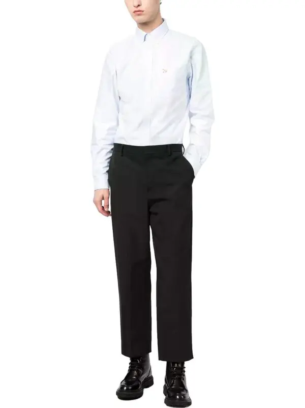 Maison Kitsuné Embroidered-fox Cotton Shirt - Blue