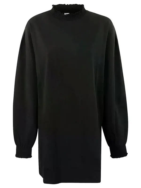 Random Identities Organic Cotton Ruffle Collar Dress - Black